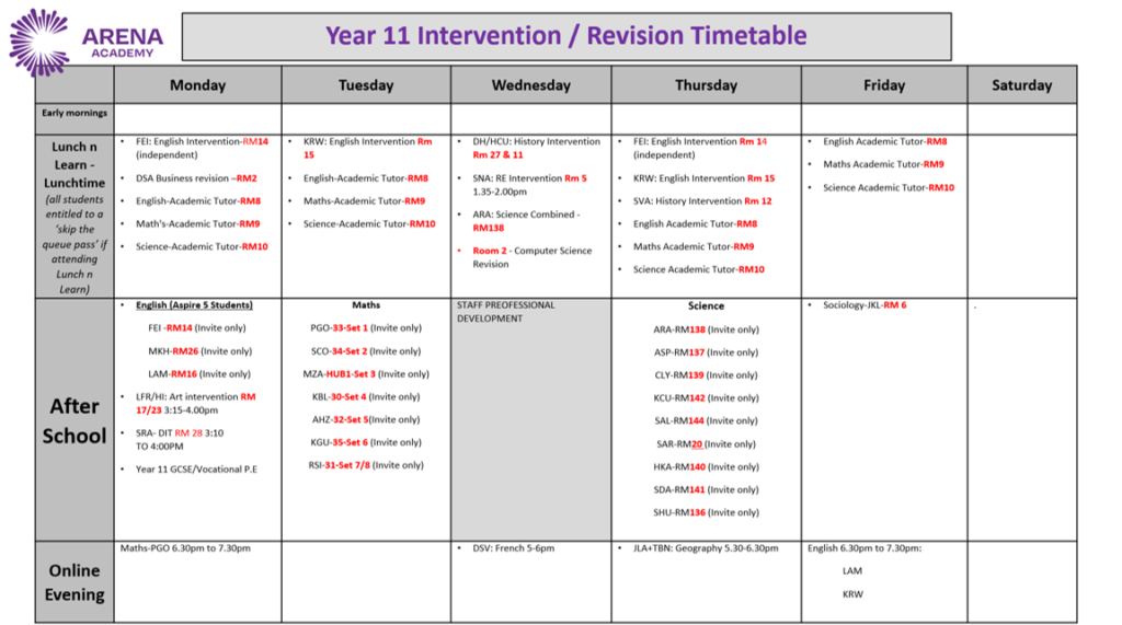 Year 11 Examinations - Arena Academy