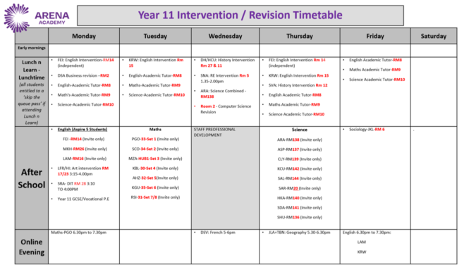 Year 11 Examinations - Arena Academy